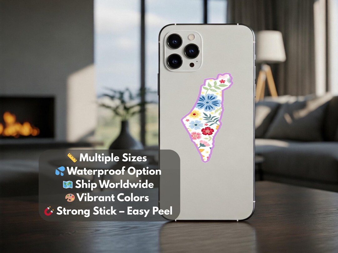 Palestine Map Stickers Phone Case Sticker - % Proceeds Donated to ...