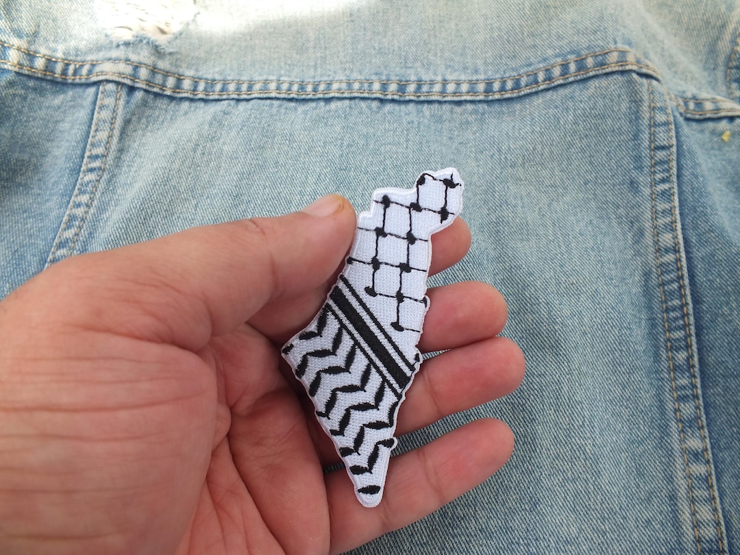 Iron on Map of Palestine Patch Embroidered Keffiyeh Pattern Patch Gifts ...