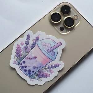 Lavender Boba Tea Sticker – Pastel Bubble Tea Vinyl Decal, Kawaii ...