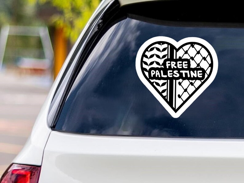 Free Palestine Keffiyeh Love Heart Sticker Waterproof Palestine Car ...