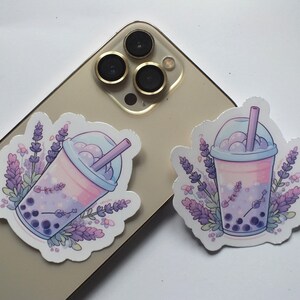 Lavender Boba Tea Sticker – Pastel Bubble Tea Vinyl Decal, Kawaii ...
