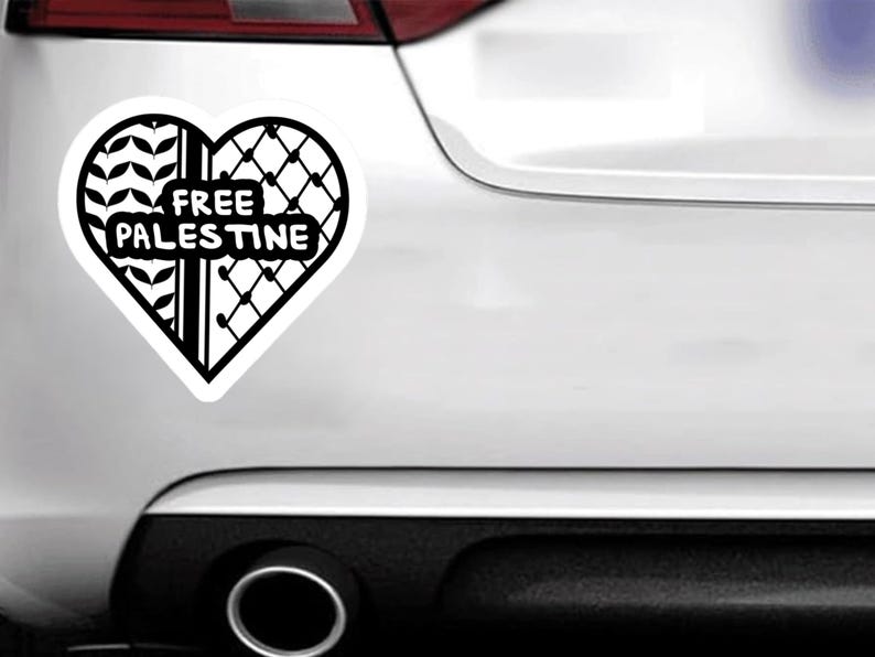 Free Palestine Keffiyeh Love Heart Sticker Waterproof Palestine Car ...