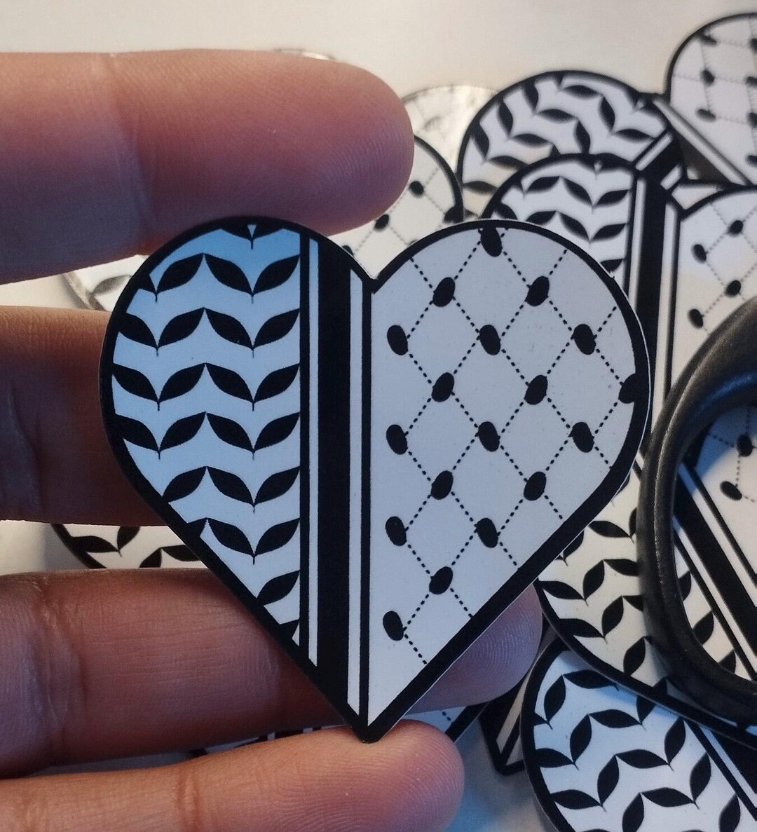 Keffiyeh Palestine Heart Sticker Waterproof Palestinian Art Bumper ...
