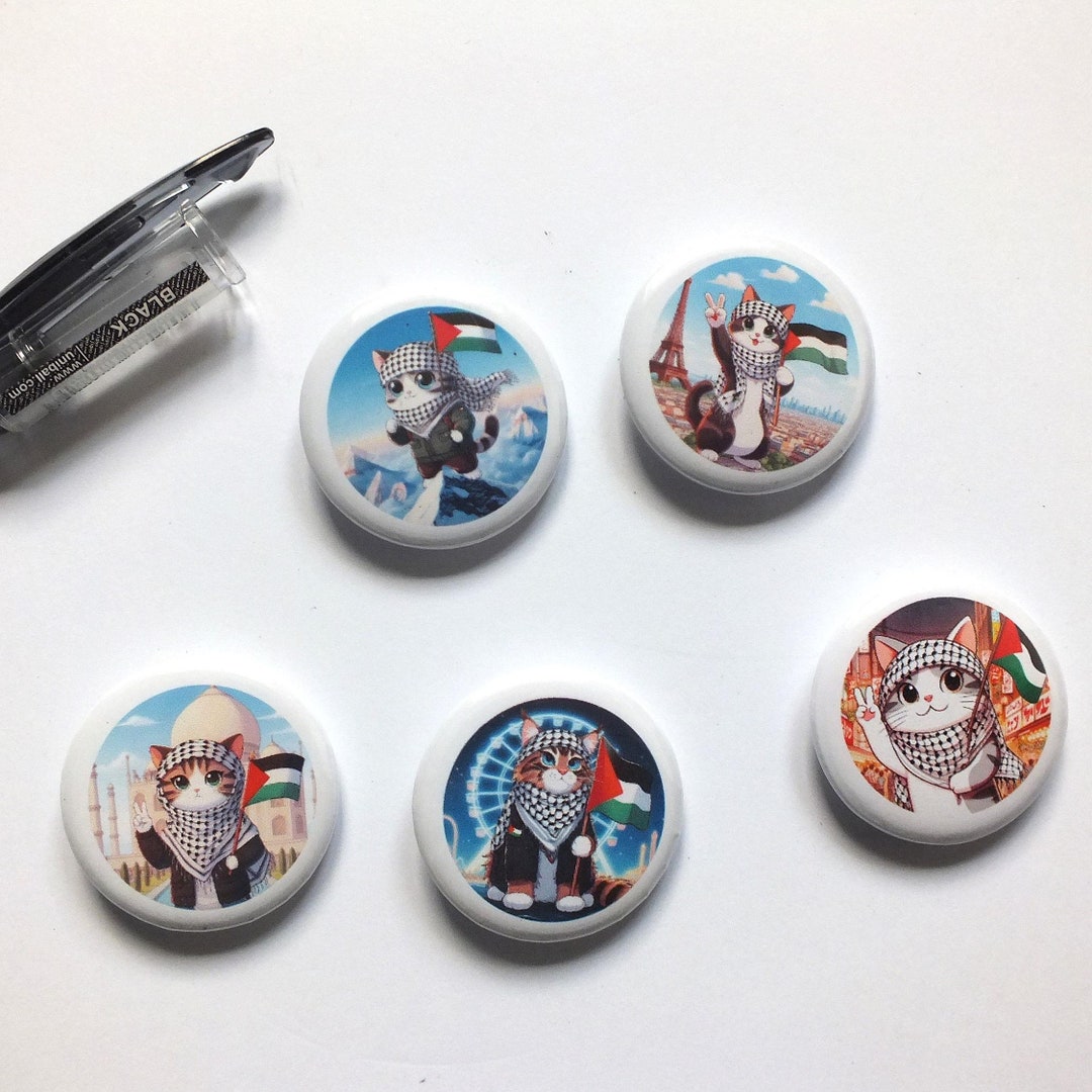 Palestine Cat Pins for Clothing Gifts That Support Gaza Fundraiser With ...