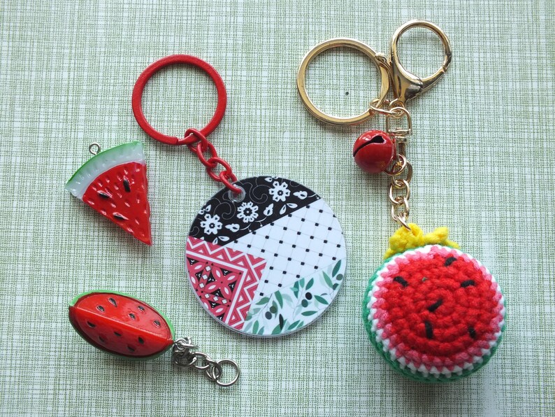 Palestine Keffiyeh Keychain With Crochet Watermelon Charms Gaza Charity ...