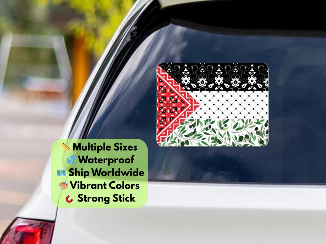 Large Square Palestine Sticker – Free Palestine Decal, Pro-palestine Vinyl Sticker, Waterproof ...