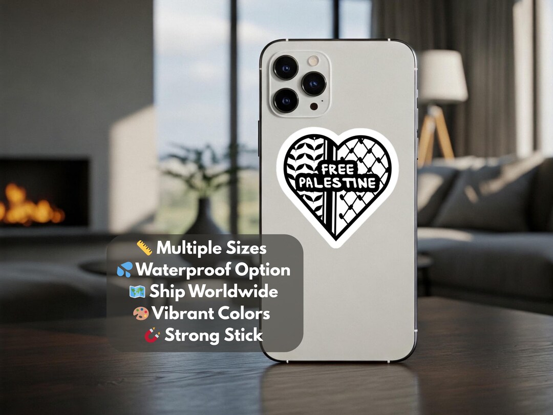 Free Palestine Keffiyeh Love Heart Sticker Waterproof Palestine Car ...