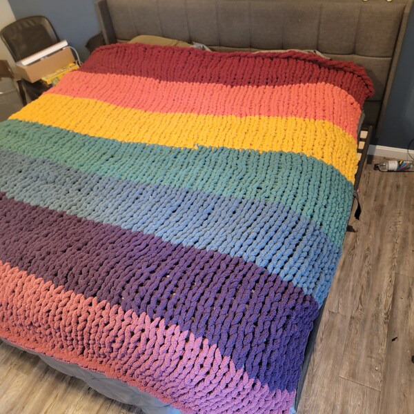 Hand Knit Throw - Etsy