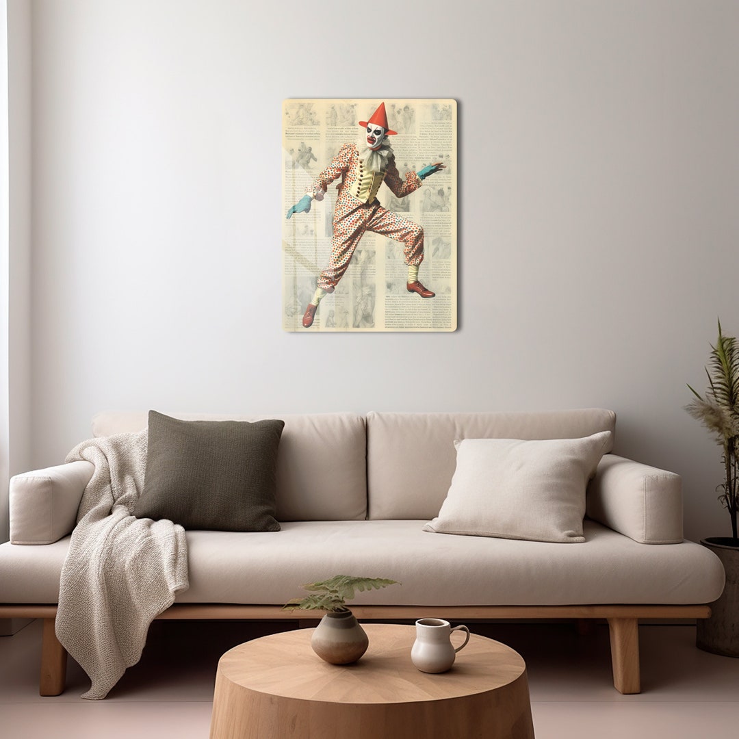 Vintage Comics Clown Printed Metal Wall Art, Vintage Home Decor ...