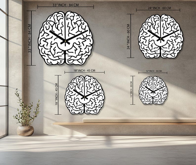Neuroscience Art, Brain Wall Clock, Black and White 3D Wood Art ...
