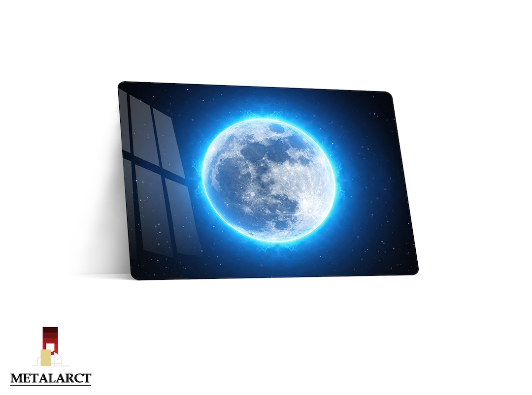 Moon Wall Decor, Full Moon Art, Metal Canvas, Metal Printed Decor ...
