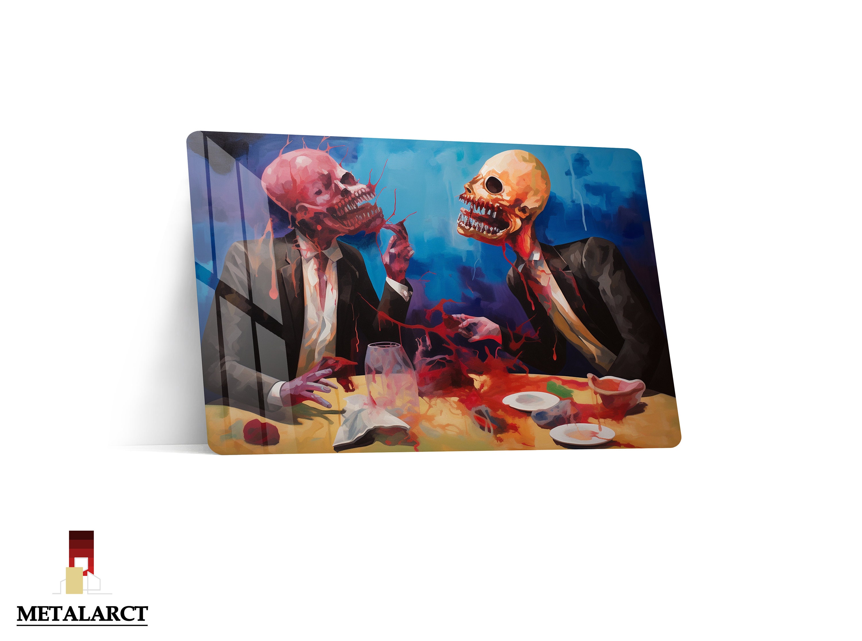 Skeletons Oil Painting Print, Dark Metal Canvas Wall Art - Etsy