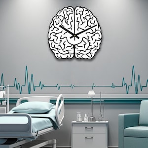 Neuroscience Art, Brain Wall Clock, Black and White 3D Wood Art ...