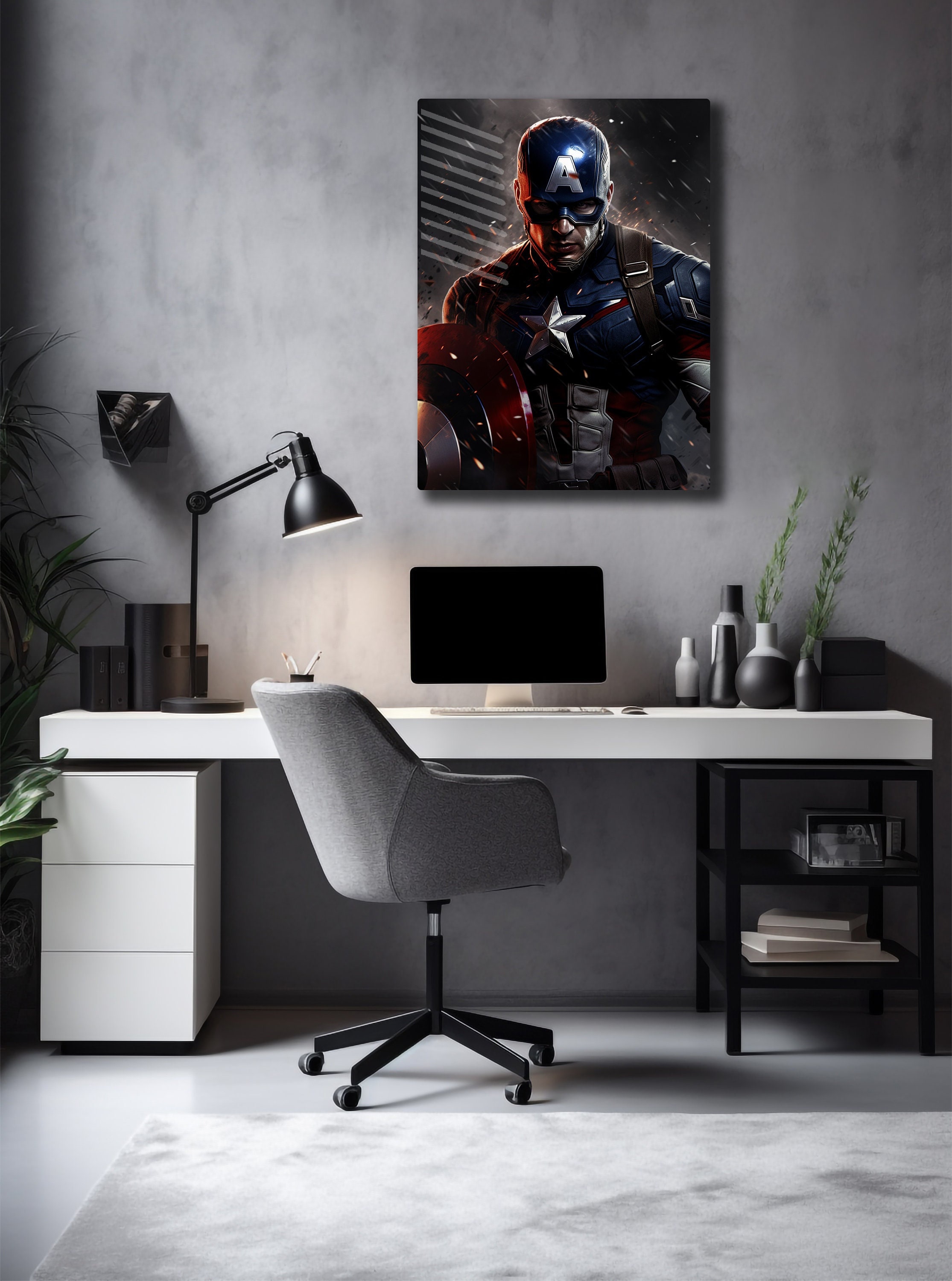 Captain America Led Wall Decor, Home Marvel Cave Art, Super Hero Metal ...