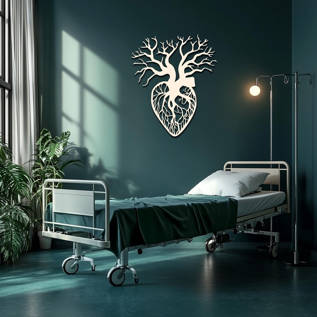 Tree of Life Heart Line Art, Cardiology Wooden Wall Decor - Etsy