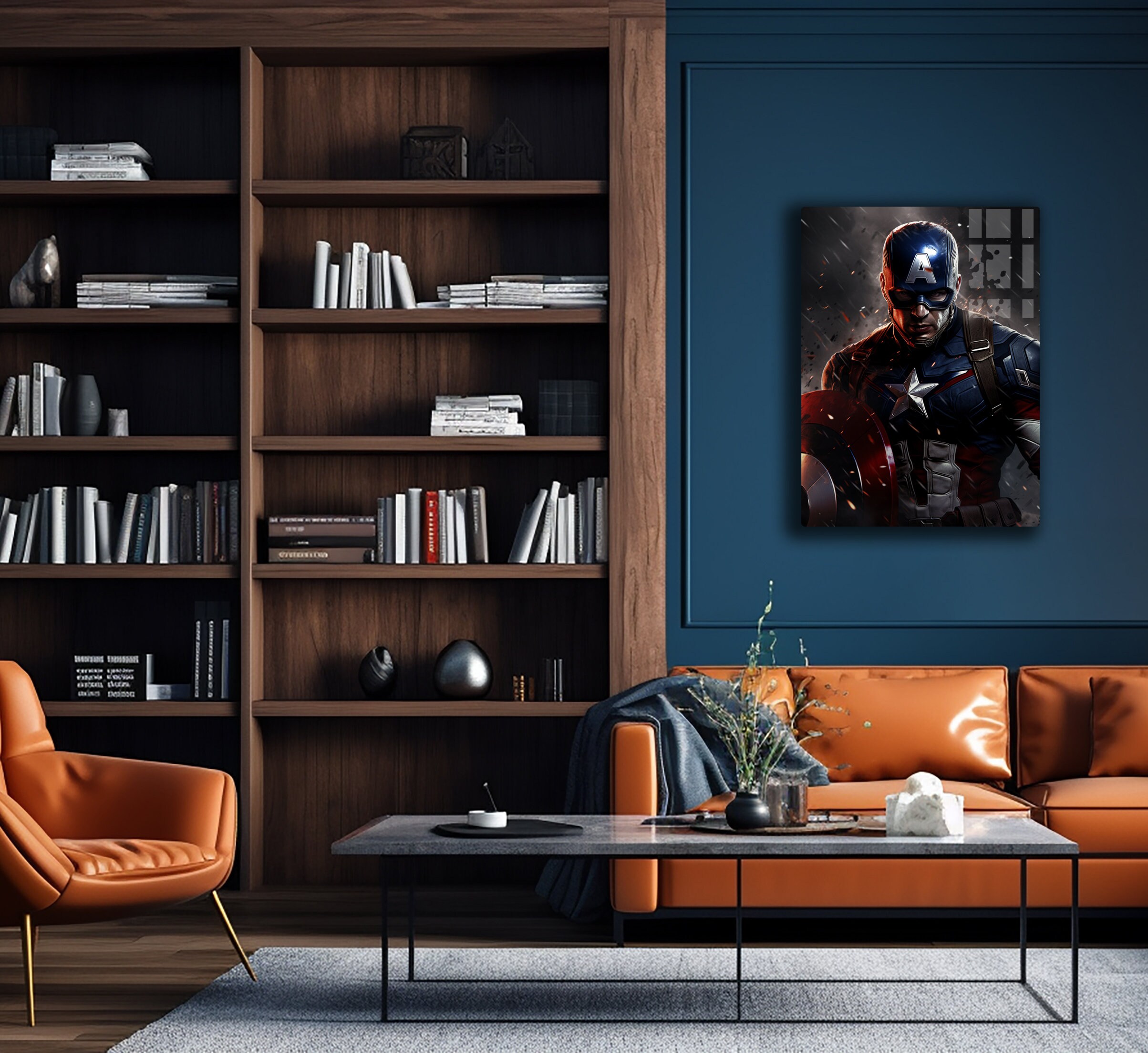 Captain America Led Wall Decor, Home Marvel Cave Art, Super Hero Metal ...