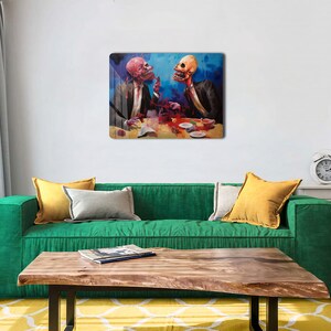 Skeletons Oil Painting Print, Dark Metal Canvas Wall Art - Etsy