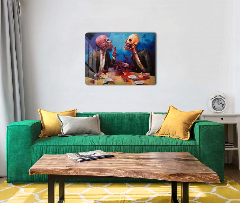 Skeletons Oil Painting Print, Dark Metal Canvas Wall Art - Etsy