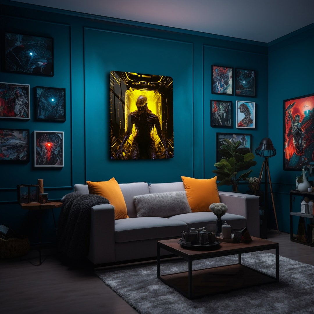 Alien Metal Wall Art: Sci-fi Gaming Room Decor - Etsy