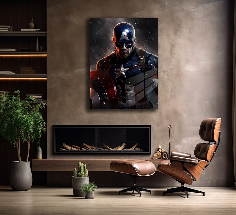 Captain America Led Wall Decor, Home Marvel Cave Art, Super Hero Metal ...