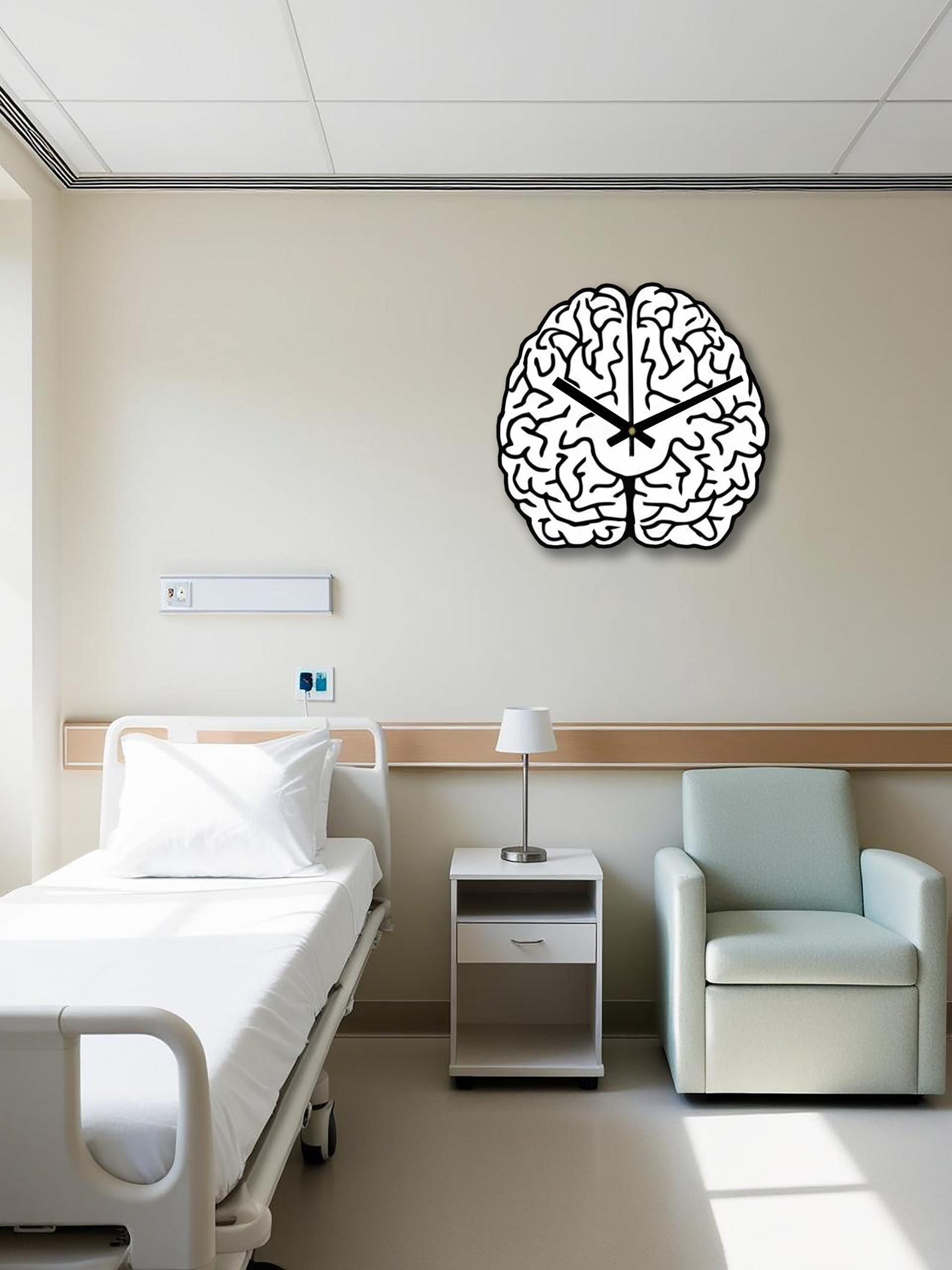 Neuroscience Art, Brain Wall Clock, Black and White 3D Wood Art ...