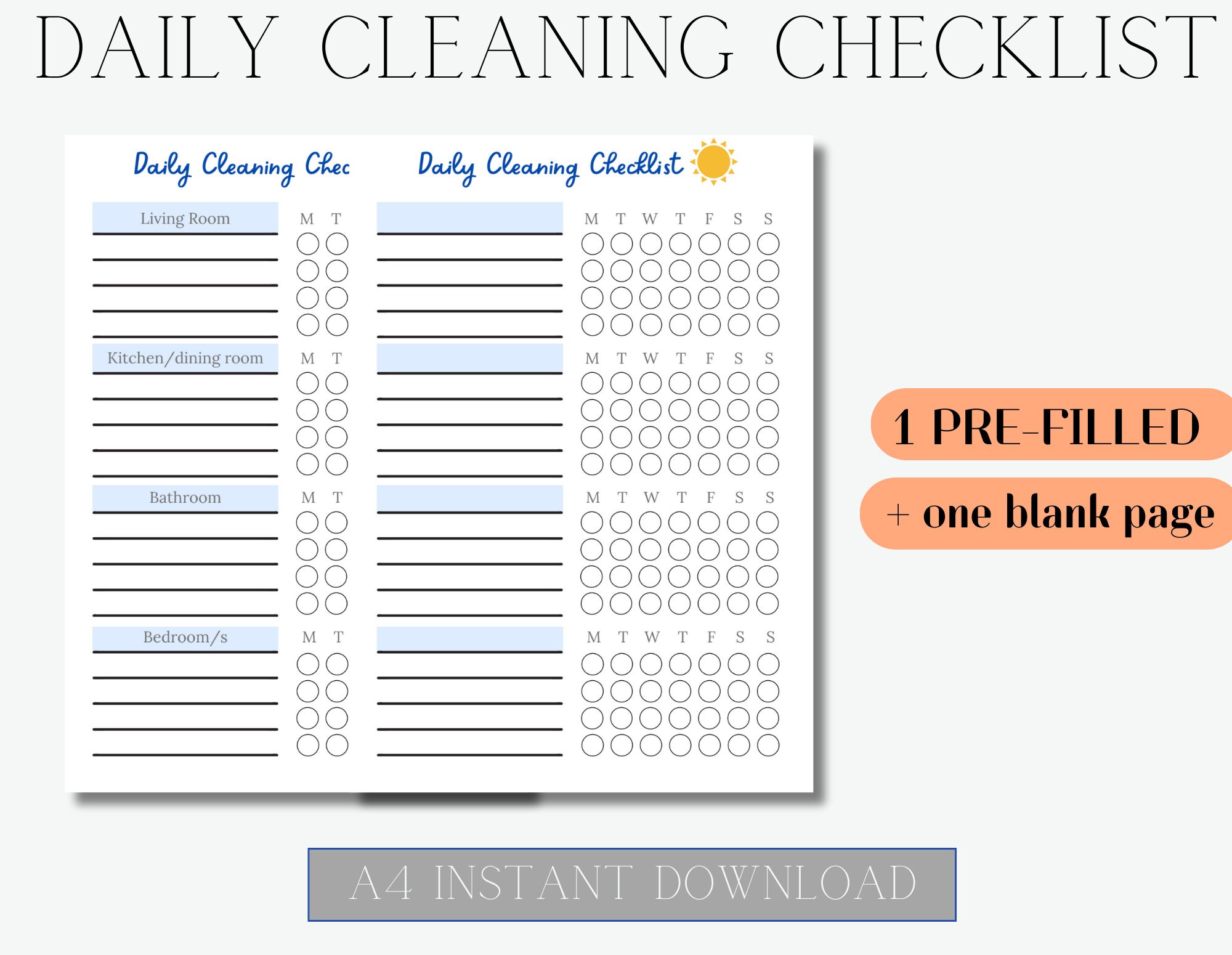 Printable Daily Cleaning Schedule Checklist, Chore Chart Checklist ...
