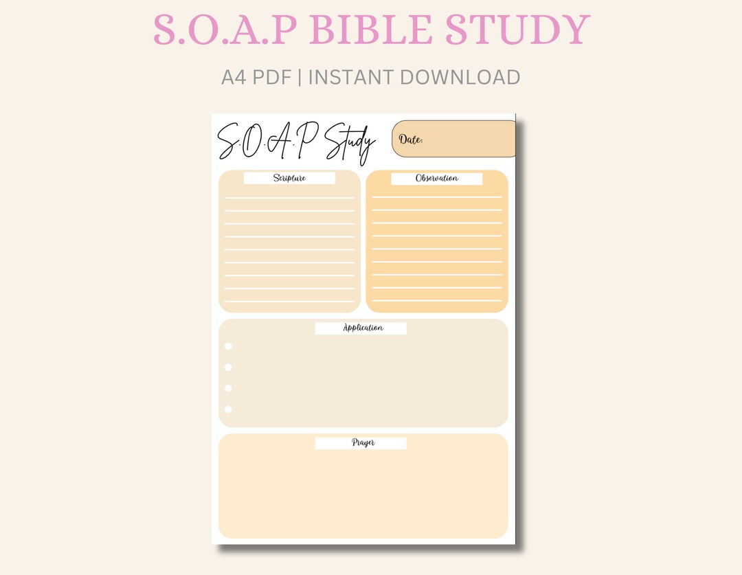 SOAP Bible Study Template, S.O.A.P Bible Passage Summary, Bible Verse ...