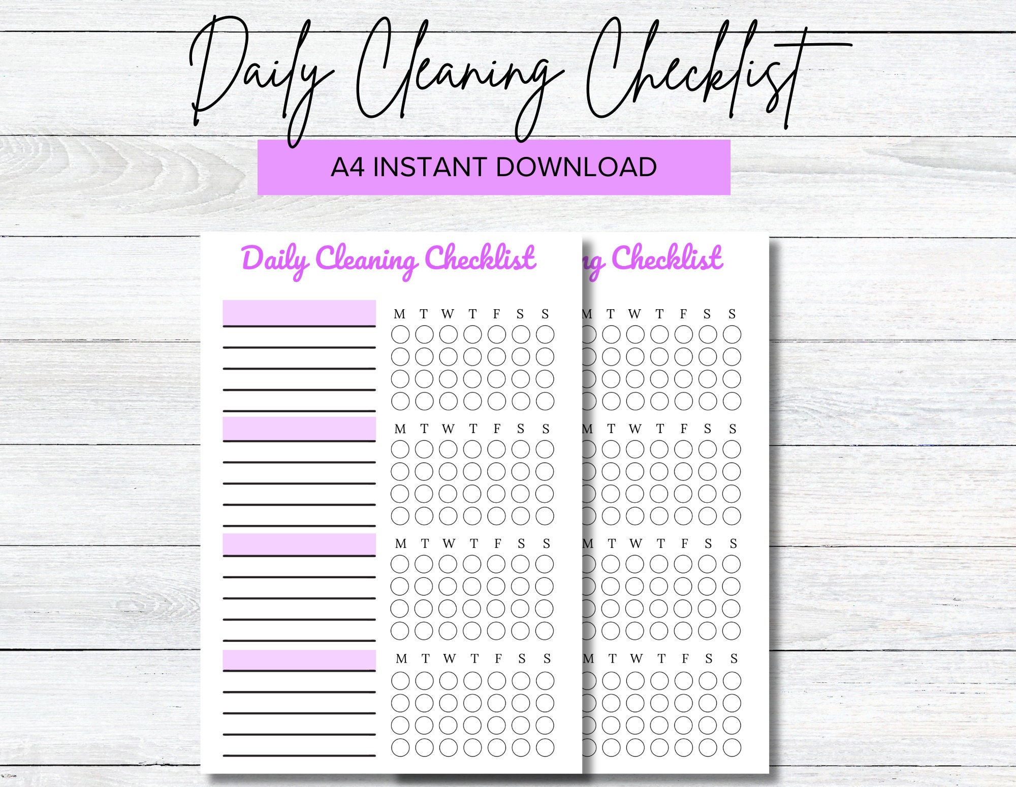Printable Daily Cleaning Schedule Checklist, Chore Chart Checklist ...