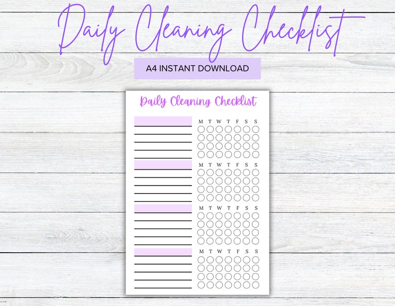Printable Daily Cleaning Schedule Checklist, Chore Chart Checklist ...