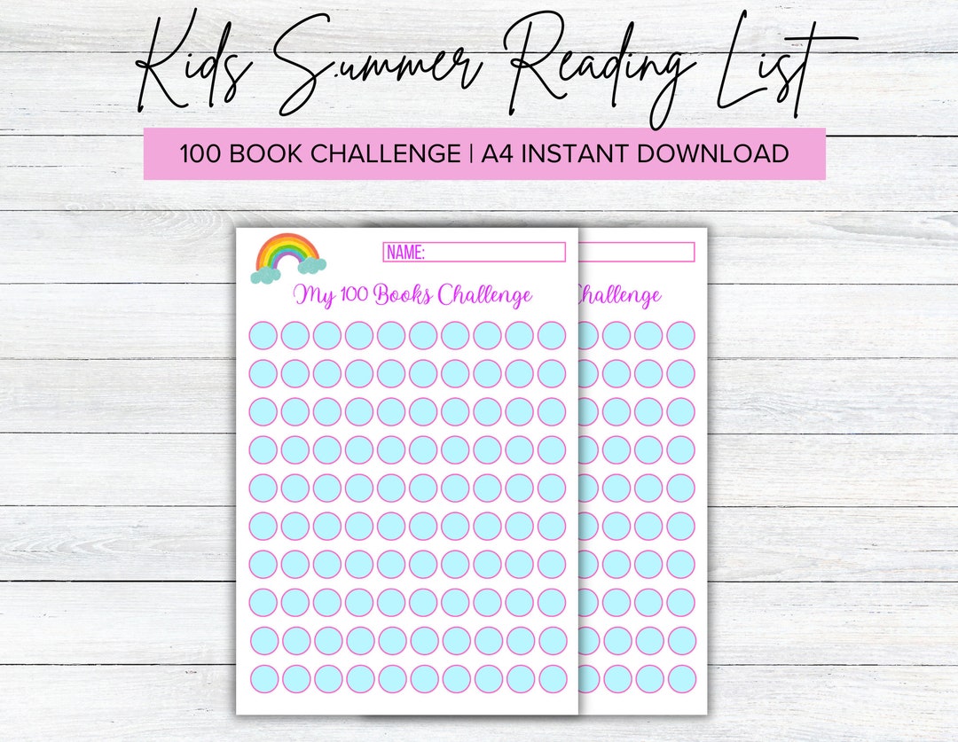 Kids and Toddlers Reading Chart, Rainbow, Summer 100 Book Reading ...