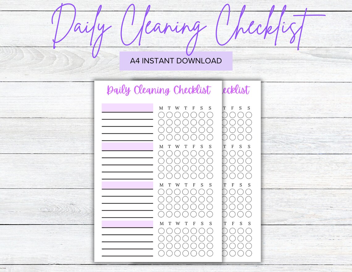 Printable Daily Cleaning Schedule Checklist, Chore Chart Checklist ...