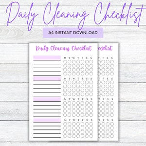 Printable Daily Cleaning Schedule Checklist, Chore Chart Checklist ...
