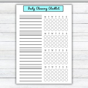 Printable Daily Cleaning Schedule Checklist, Chore Chart Checklist ...