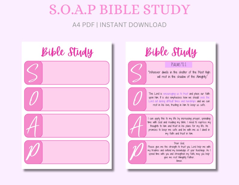SOAP Bible Study Template, Bible Passage Summary, Bible Verse Summary ...