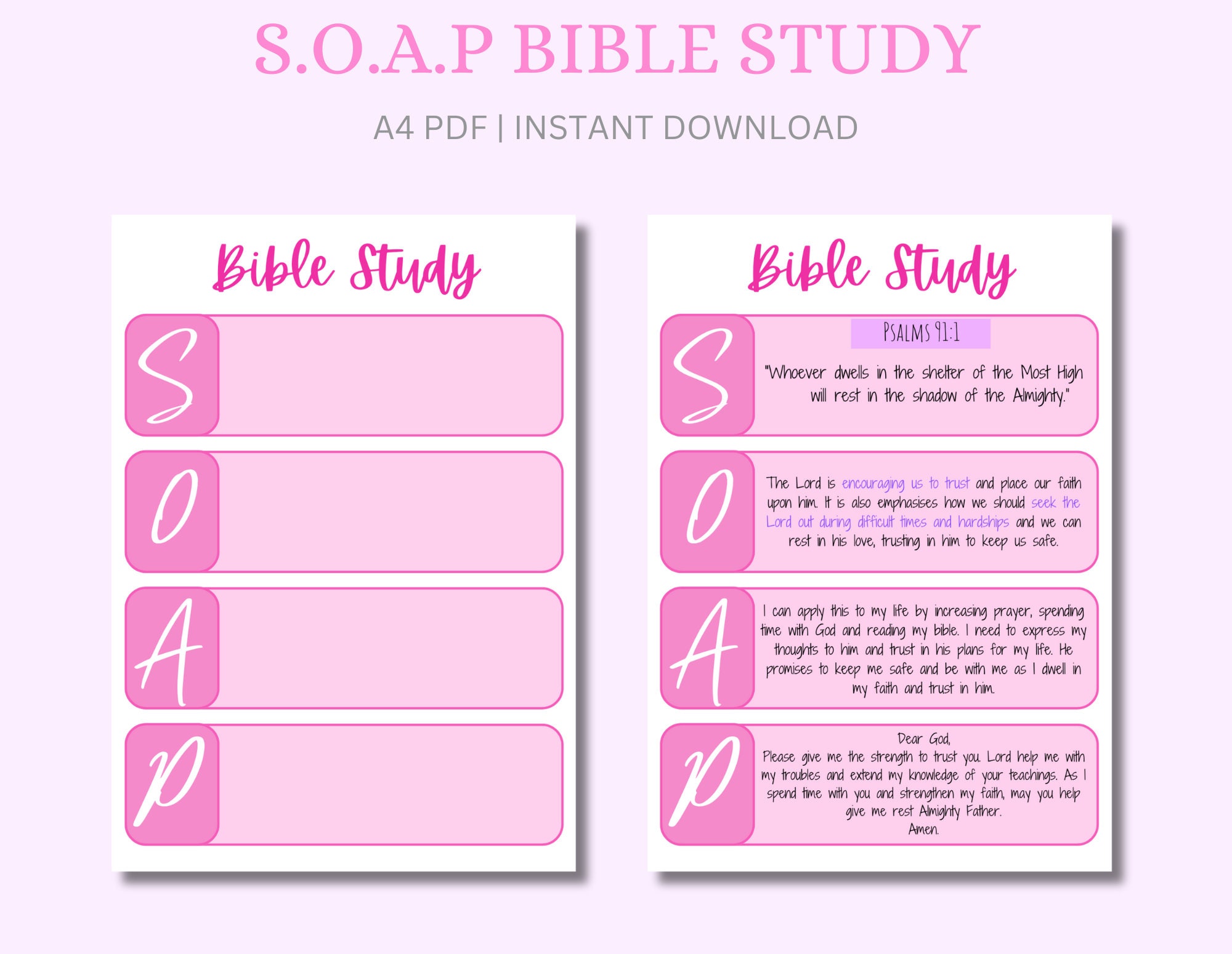 SOAP Bible Study Template, Bible Passage Summary, Bible Verse Summary ...