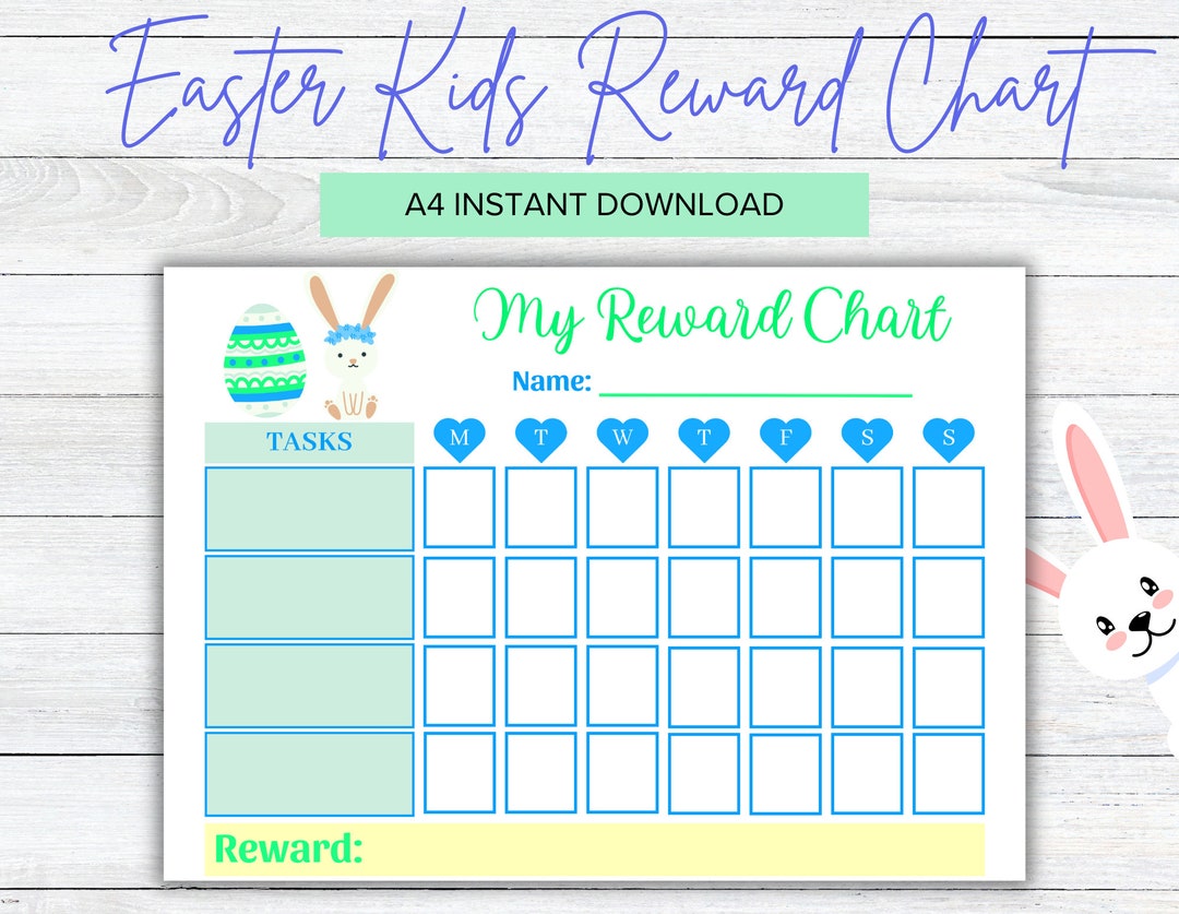 Easter Kids & Toddler Reward Chart Printable, Daily Weekly Reward Chart ...