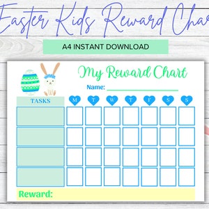 Easter Kids & Toddler Reward Chart Printable, Daily Weekly Reward Chart ...