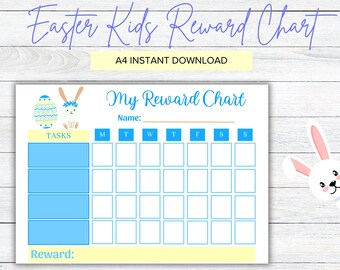 Easter Kids & Toddler Reward Chart Printable, Daily Weekly Reward Chart ...