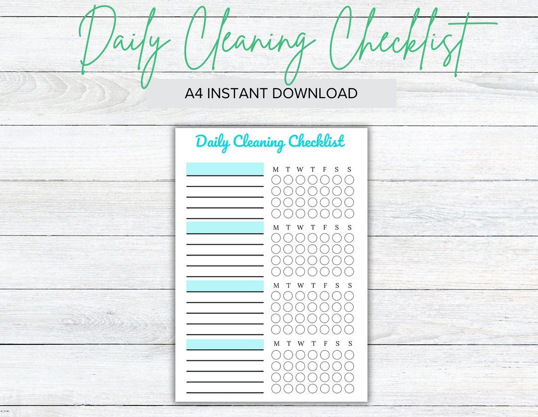 Printable Daily Cleaning Schedule Checklist, Chore Chart Checklist ...