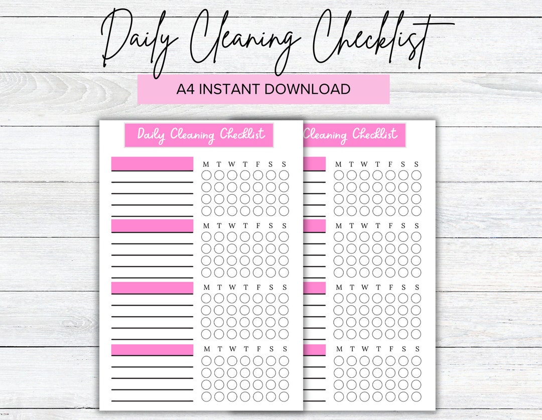 Buy Printable Daily Cleaning Schedule Checklist, Chore Chart Checklist ...