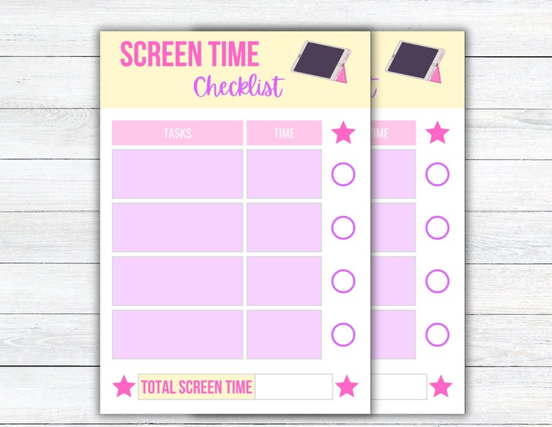 Printable Screen Time Daily Checklist, Weekly Summer Checklist, Summer ...