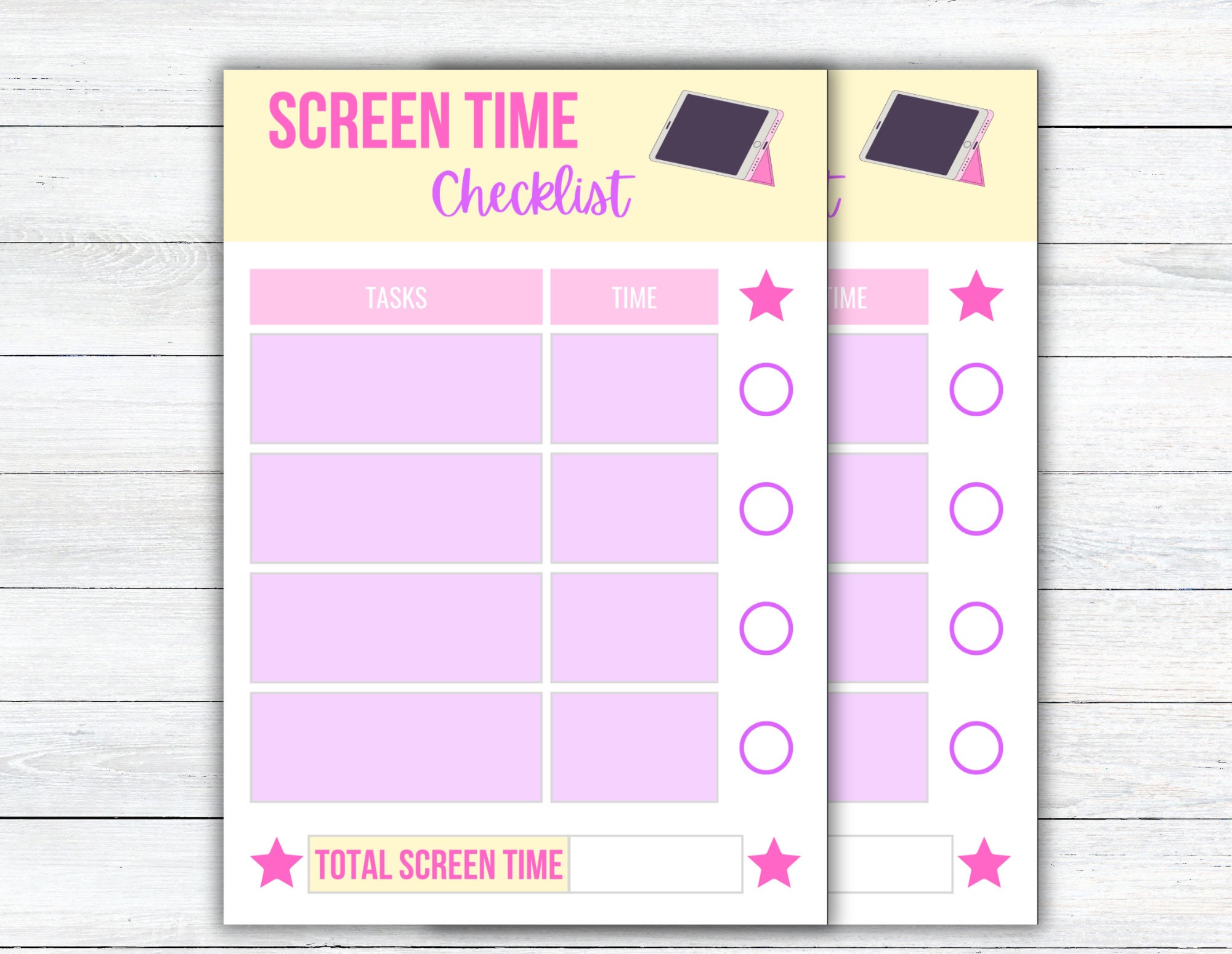 Printable Screen Time Daily Checklist, Weekly Summer Checklist, Summer ...