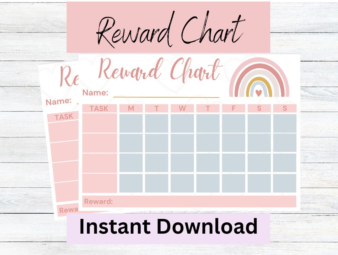 Rainbow Reward Chart Printable, Light Heart Background, Sticker Reward ...