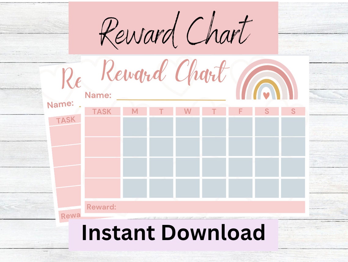 Rainbow Reward Chart Printable, Light Heart Background, Sticker Reward ...
