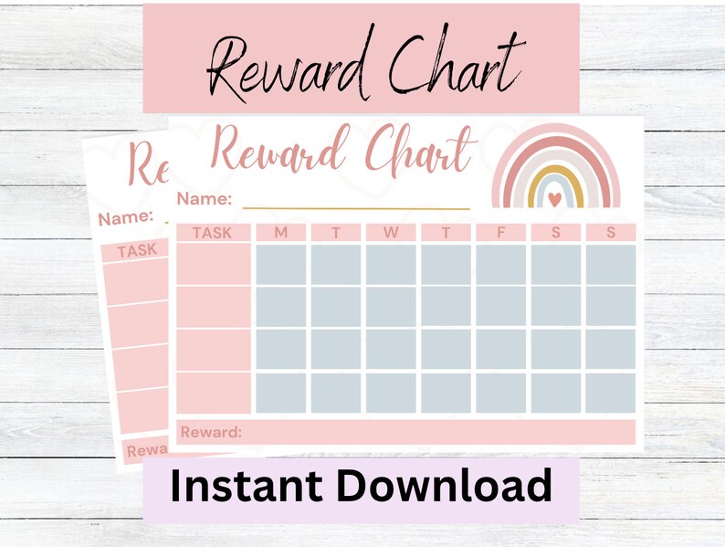 Rainbow Reward Chart Printable, Light Heart Background, Sticker Reward ...