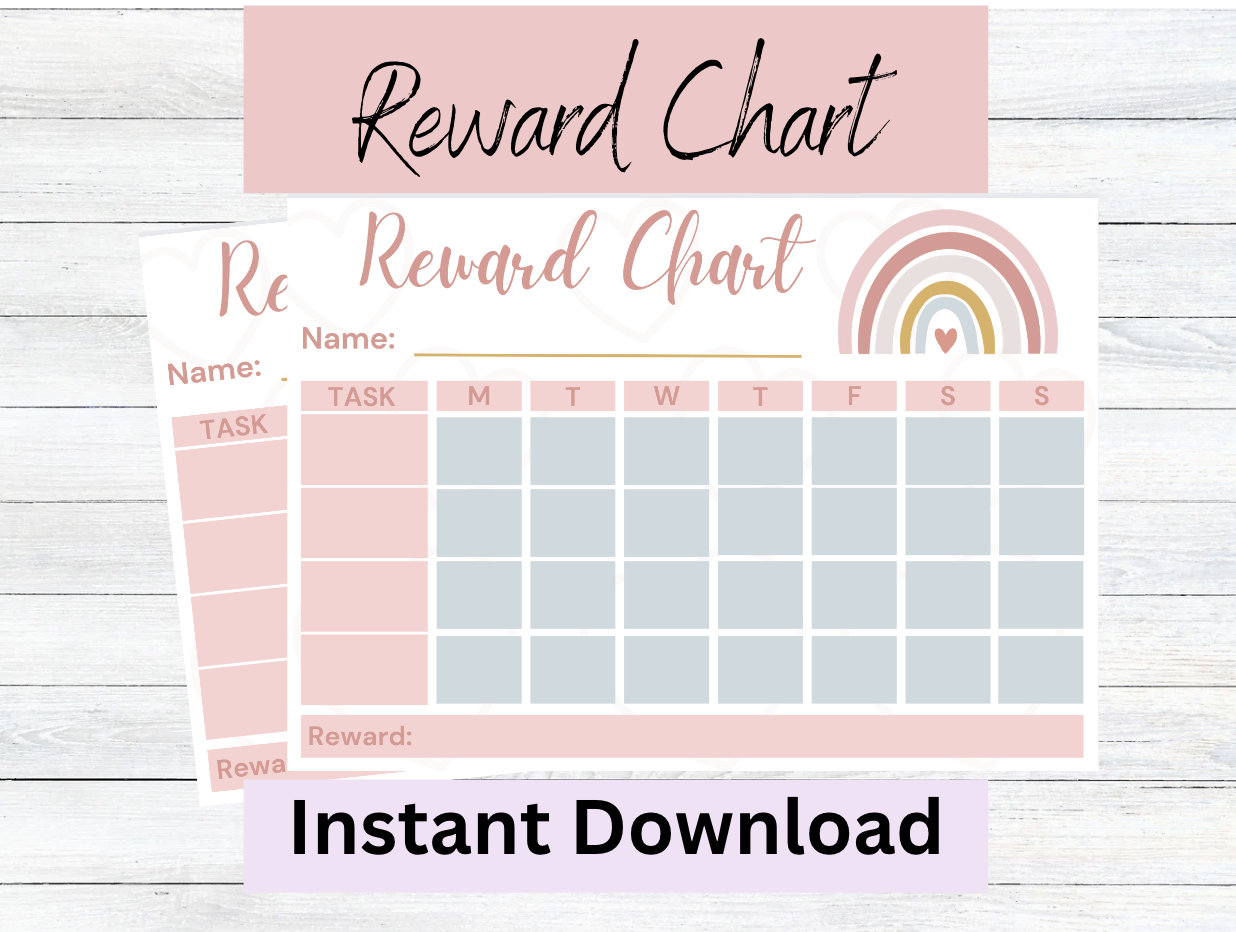 Rainbow Reward Chart Printable, Light Heart Background, Sticker Reward ...