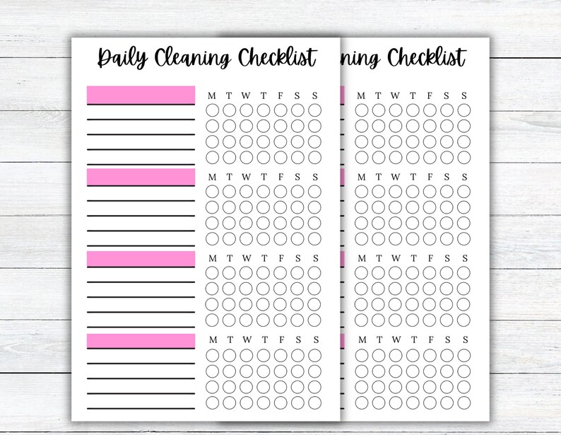 Printable Daily Cleaning Schedule Checklist, Chore Chart Checklist ...
