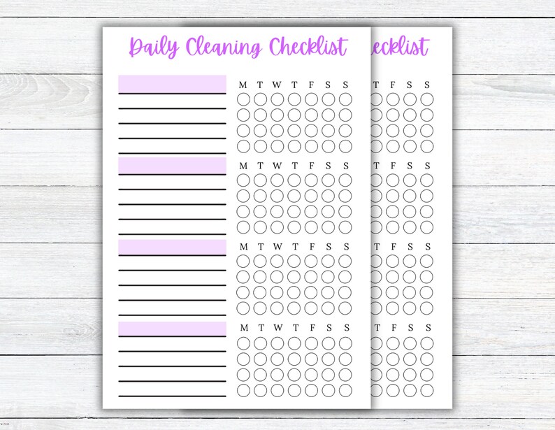 Printable Daily Cleaning Schedule Checklist, Chore Chart Checklist ...