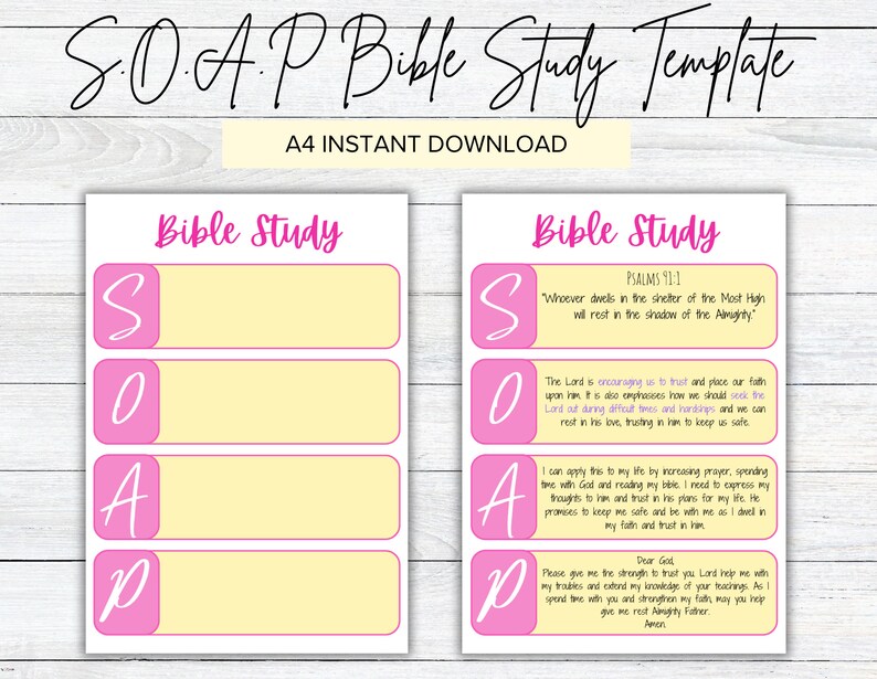 SOAP Bible Study Template, S.O.A.P Bible Passage Summary, Bible Verse ...