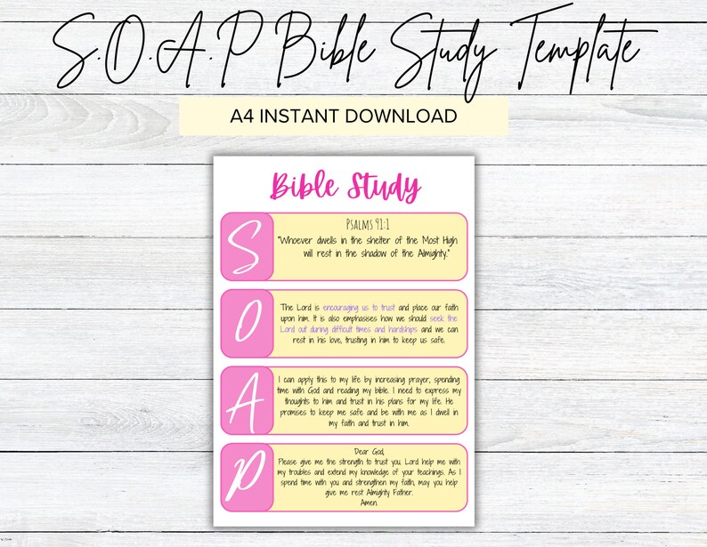 SOAP Bible Study Template, S.O.A.P Bible Passage Summary, Bible Verse ...